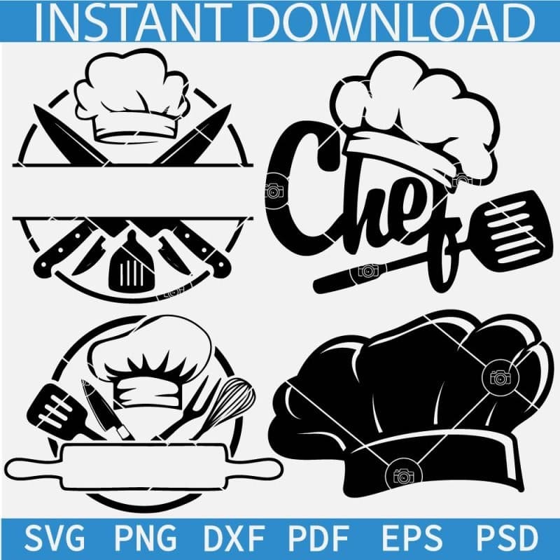 Chef Logo SVG, Chef Hat SVG, Utensils SVG, Cutlery SVG