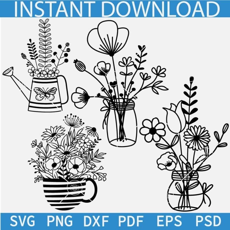 Wildflower Bundle SVG, Wildflower Bunch SVG, Wildflower Bouquet SVG