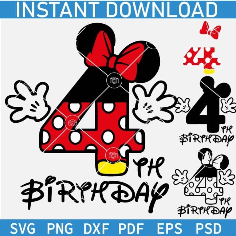 5th Birthday Minnie Ears Number SVG, 5th Disney Birthday Number SVG