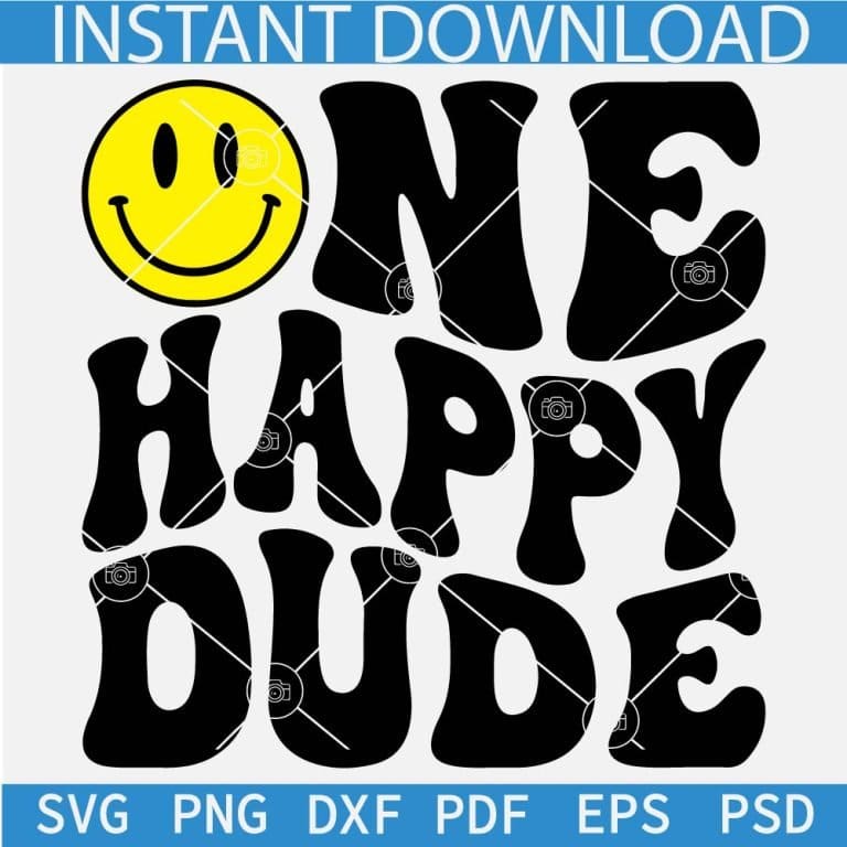 Smile Face with Lightning Bolt Eyes One Happy Dude SVG, Smile Face with ...