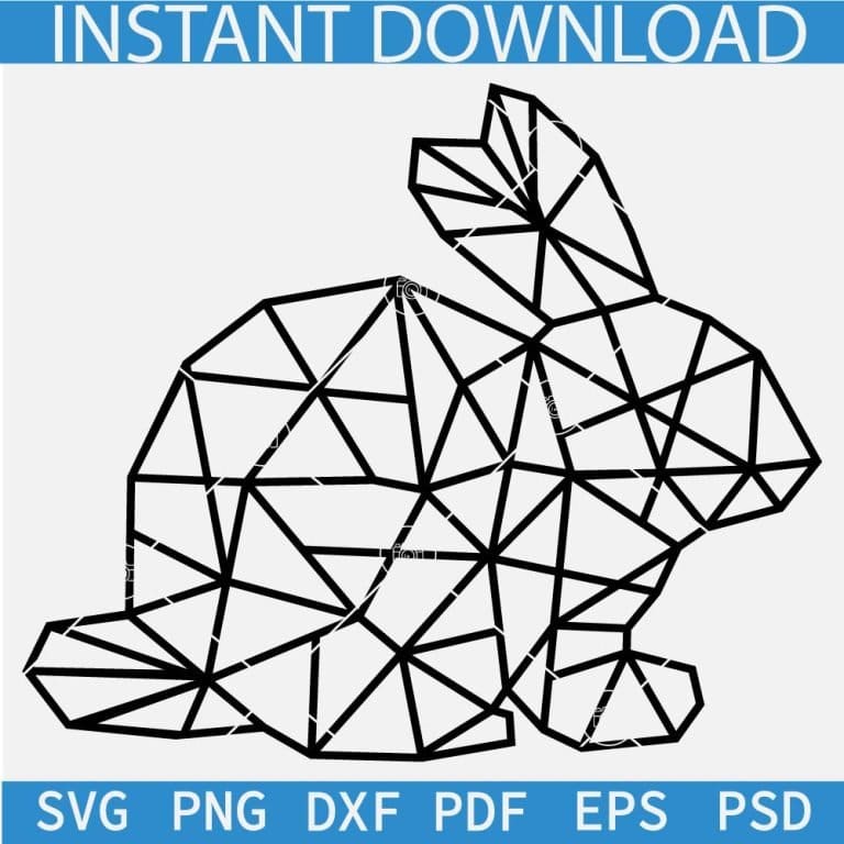 Polygonal Bunny Line Art SVG, Zentangle Bunny SVG, Geometric Bunny ...