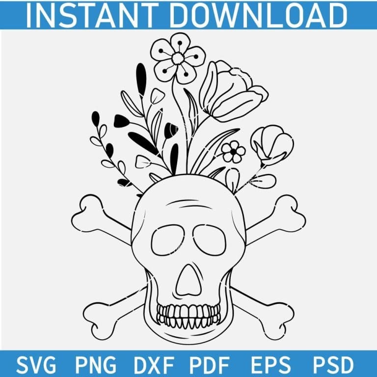 Halloween Skull Silhouette SVG, Block Skull SVG, Happy Black Skull SVG