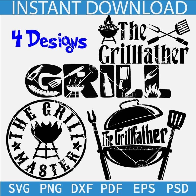 The Grill Father Fork with Red Sausage SVG, BBQ Dad SVG, Grilling Dad SVG