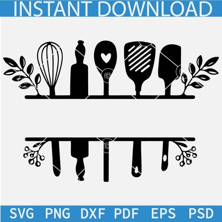 Kitchen Spatula Name Frame SVG, Kitchen Utensils Name Frame SVG ...