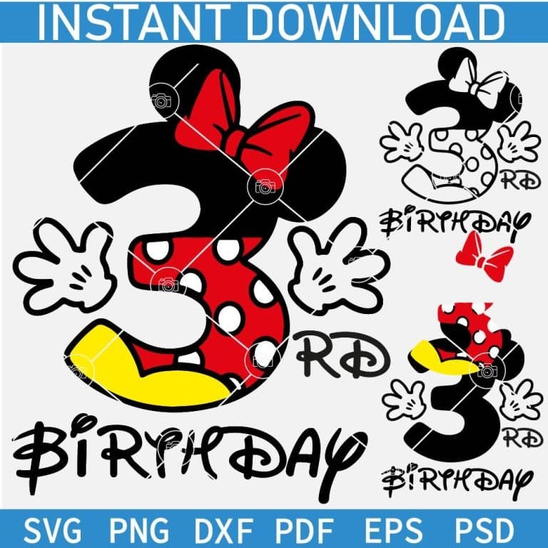 4th Birthday Minnie Ears Number SVG, Fourth Minnie Number Birthday SVG ...