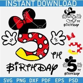 6th Birthday Minnie Ears Number SVG, Sixth Minnie Number Birthday SVG ...