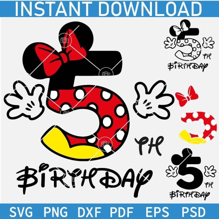 6th Birthday Minnie Ears Number SVG, Sixth Minnie Number Birthday SVG ...