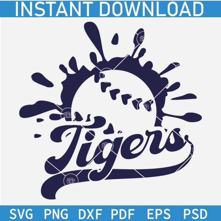 Tiger Head inside Letter T SVG, Tigers In Letter T SVG, Detroit Tigers SVG