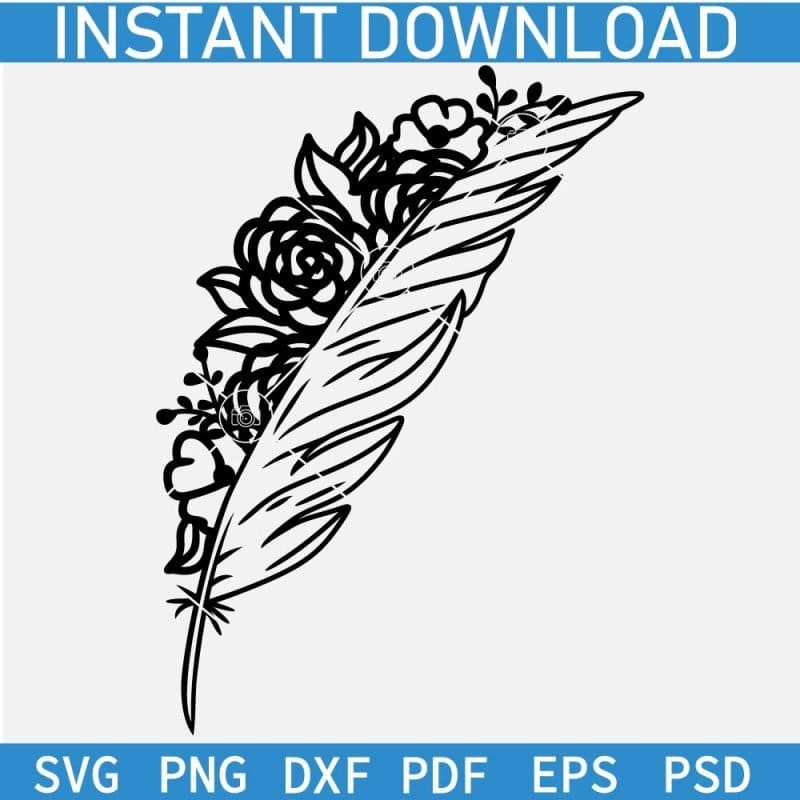 Floral Duck SVG, Duck Silhouette with flowers SVG, Black Duck Floral SVG