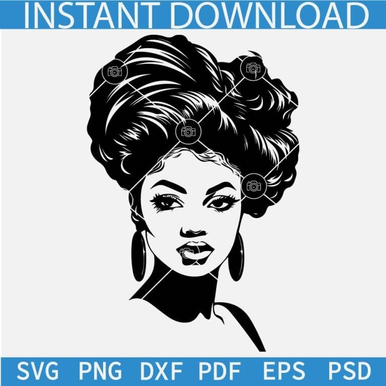 Strong Beautiful Black women Face with earrings SVG, Afro Woman ...