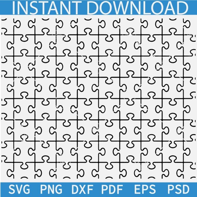 Autism Puzzle Checkerboard Line Art SVG, Autism Awareness Puzzle ...