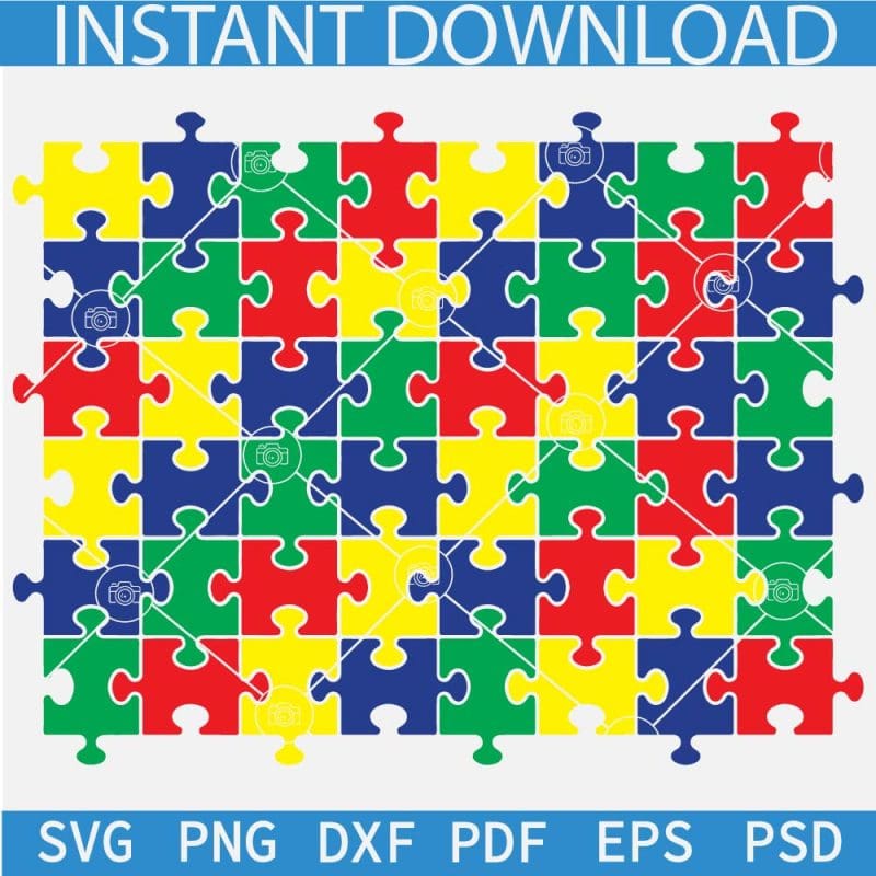 Autism Puzzle colored SVG, Autism Awareness Puzzle SVG, Autism Puzzle ...