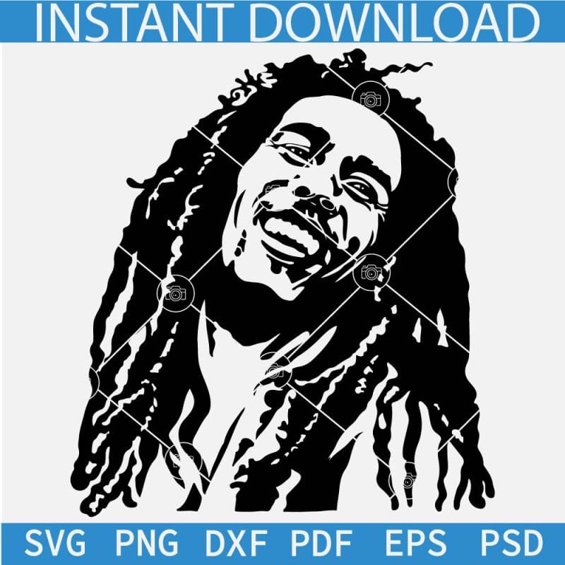 Bob Marley Portrait SVG. Reggae Legend SVG, Bob Marley Vector Stencil