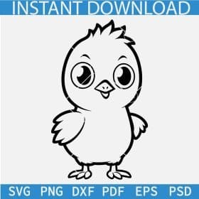 Cute Baby Chicken Standing Svg, Cartoon Baby Chicken SVG, Kids Coloring ...