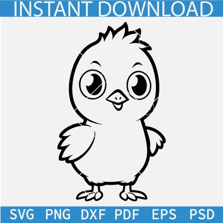 Cute Baby Chicken Standing Svg, Cartoon Baby Chicken SVG, Kids Coloring ...