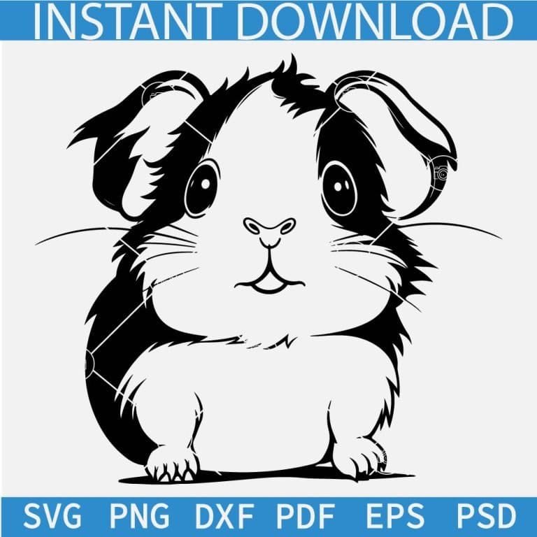 Black Cute Baby Guinea Pig Svg, Baby guinea pig Silhouette SVG, Kids ...