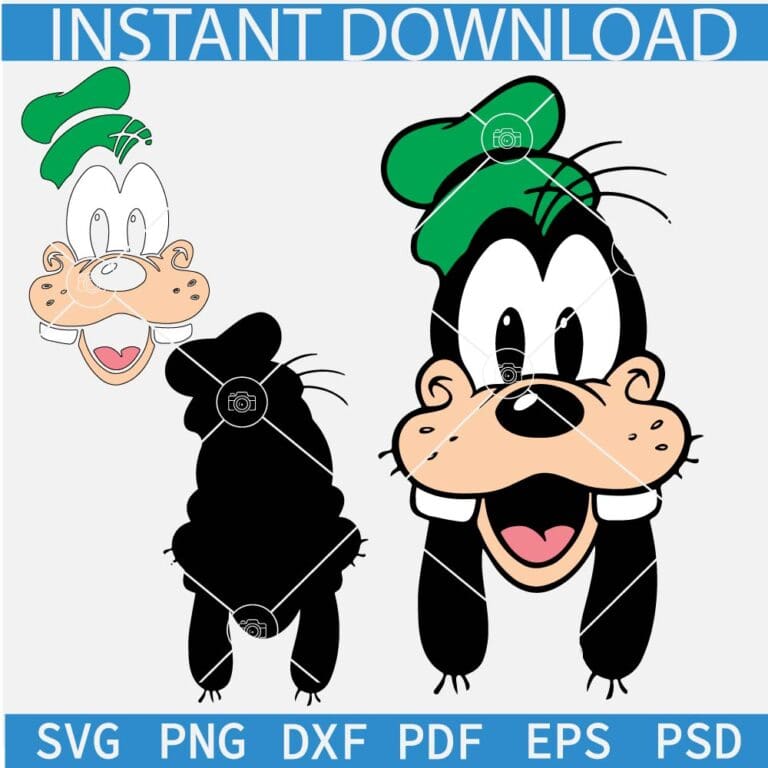 Disney Goofy Head SVG, Happy Goofy Head Layered SVG, Goofy Dog SVG