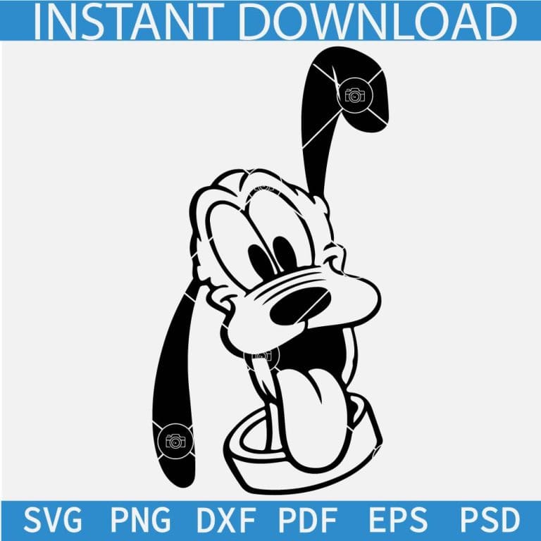 Disney Walt Pluto Dog Outline Svg, Disney Dog Head Outline SVG, Pluto Dog Head Line art SVG
