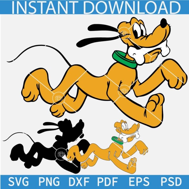 Dog Pluto running with Bone SVG, Mickey Dog Pet Running SVG, Disney Dog Pluto SVG