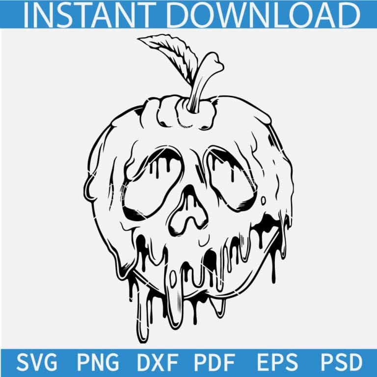 Drippy Apple SVG, Halloween Spooky Apple SVG, Poison Apple Face SVG