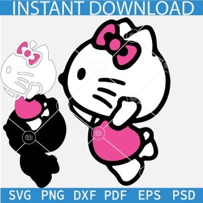 Flying Kitty Layered SVG, Hello Kitty Flying SVG, Hello Kitten Flying SVG