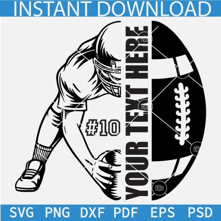 Football Player #10 Name Frame Svg, Football Player Monogram Svg, #10 ...