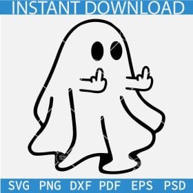 Ghost Middle Finger Outline Svg, Halloween Ghost Middle Finger Svg Png