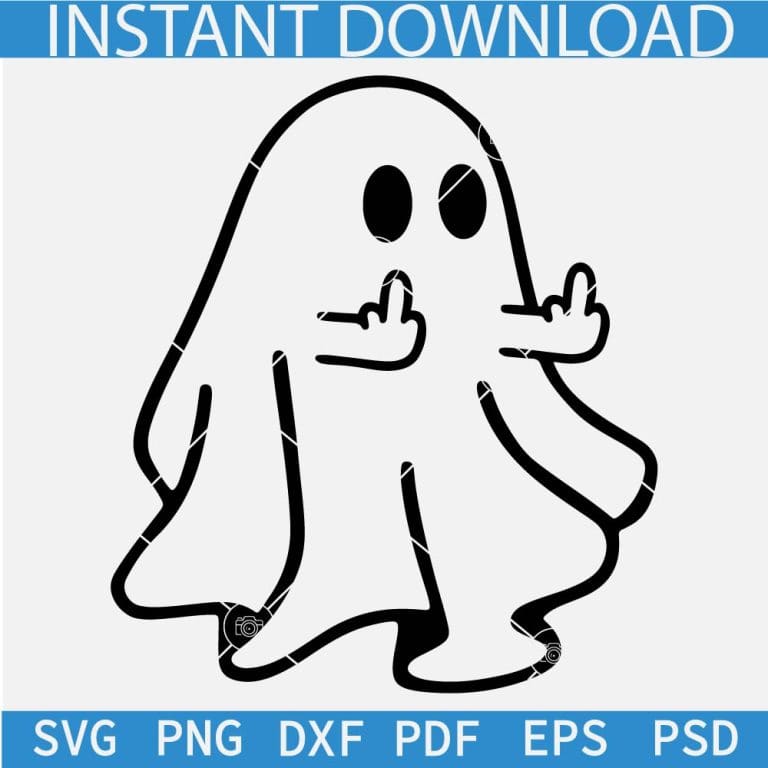 Ghost Middle Finger Outline Svg, Halloween Ghost Middle Finger Svg Png