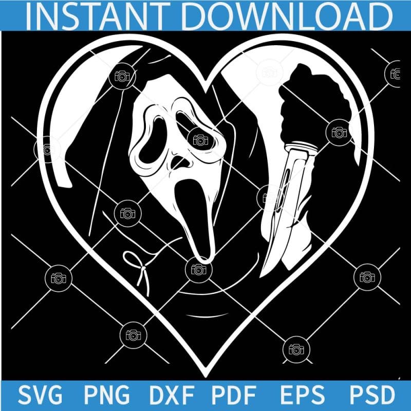 Ghost face Heart SVG, Screaming Ghost Face Inside Heart Symbol SVG ...