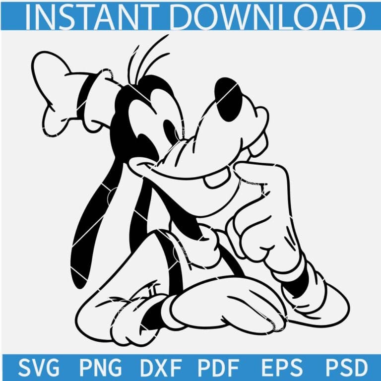 Shy Goofy Dog SVG, Goofy Dog in deep thought SVG, Disney Goofy Dog SVG