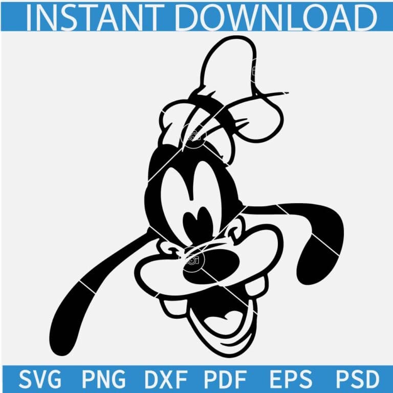 Goofy silhouette Silhouette SVG, Happy Disney Goofy SVG, Goofy Head SVG
