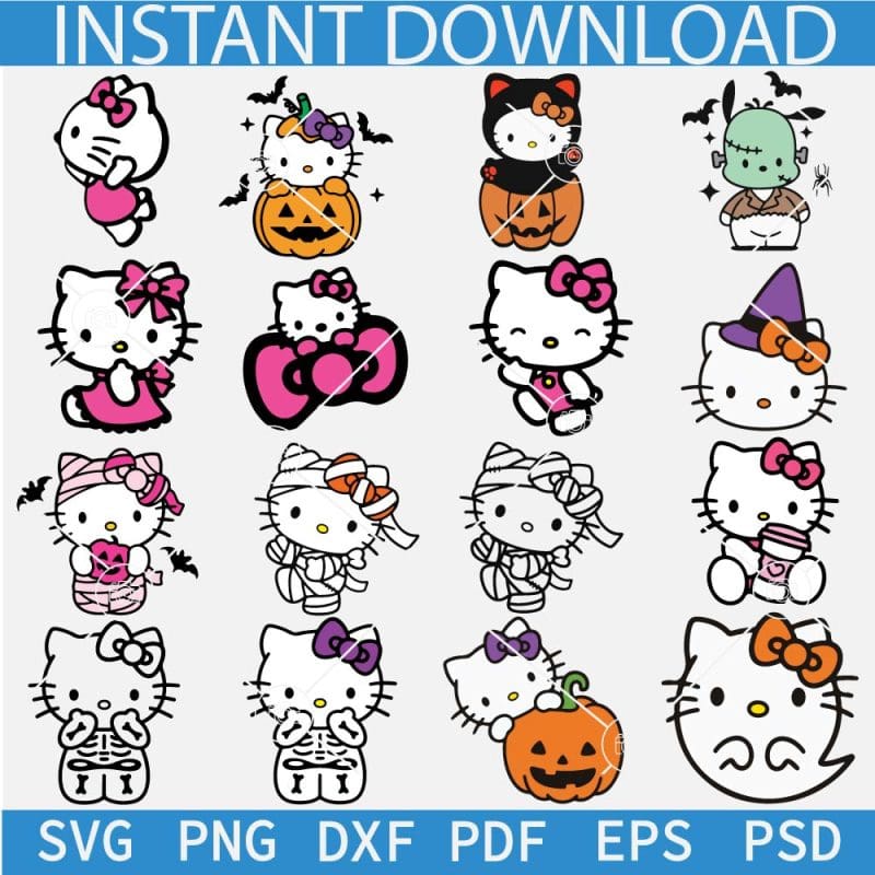 Hello Kitty Bundle Layered SVG, Cute Kitten Bundle SVG, Pink Kitten ...