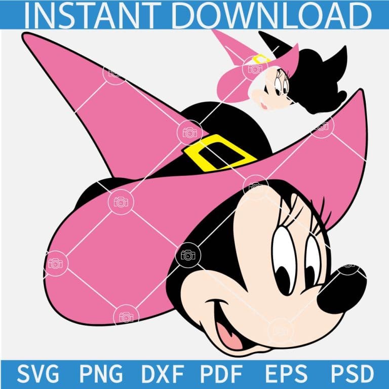 Halloween Minnie Mouse Witch Layered SVG, Minnie with Witch Hat SVG ...