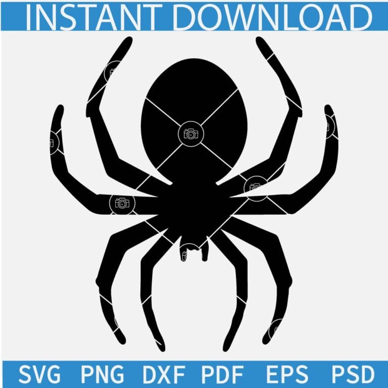 Halloween Spider SVG, Spider silhouette SVG, Spider Facing down SVG