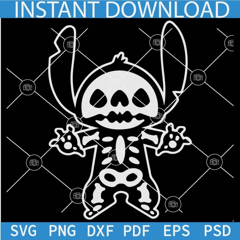 Halloween Stitch SVG, Stitch Skeleton SVG, Disney Stitch Halloween SVG