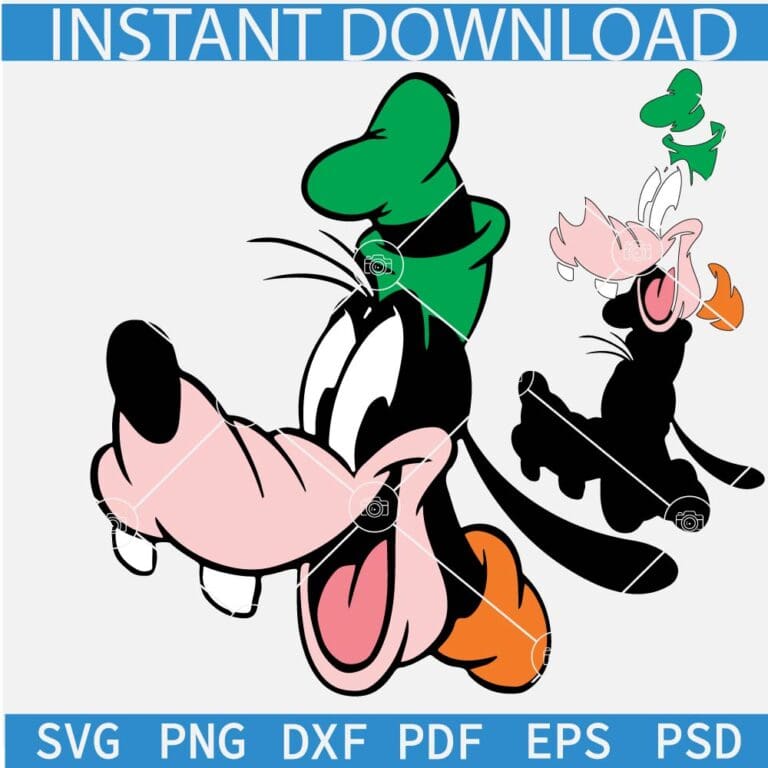 Happy goofy head SVG, Layered Goofy Head SVG, Disney Goofy Dog SVG
