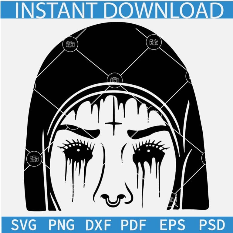 Horror SVG, Halloween Movie character Svg, Crying Nun Svg
