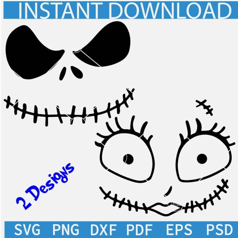 Jack and sally Face Bundle SVG, Nightmare Before Jack and Sally Bundle ...