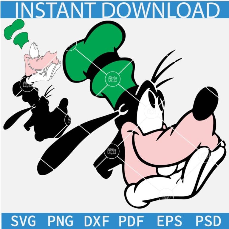Layered Goofy Head SVG, Goofy Dog Colored SVG
