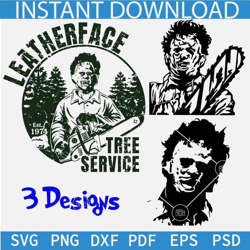 Leatherface Chainsaw Bundle SVG, Leatherface Tree Service Bundle SVG