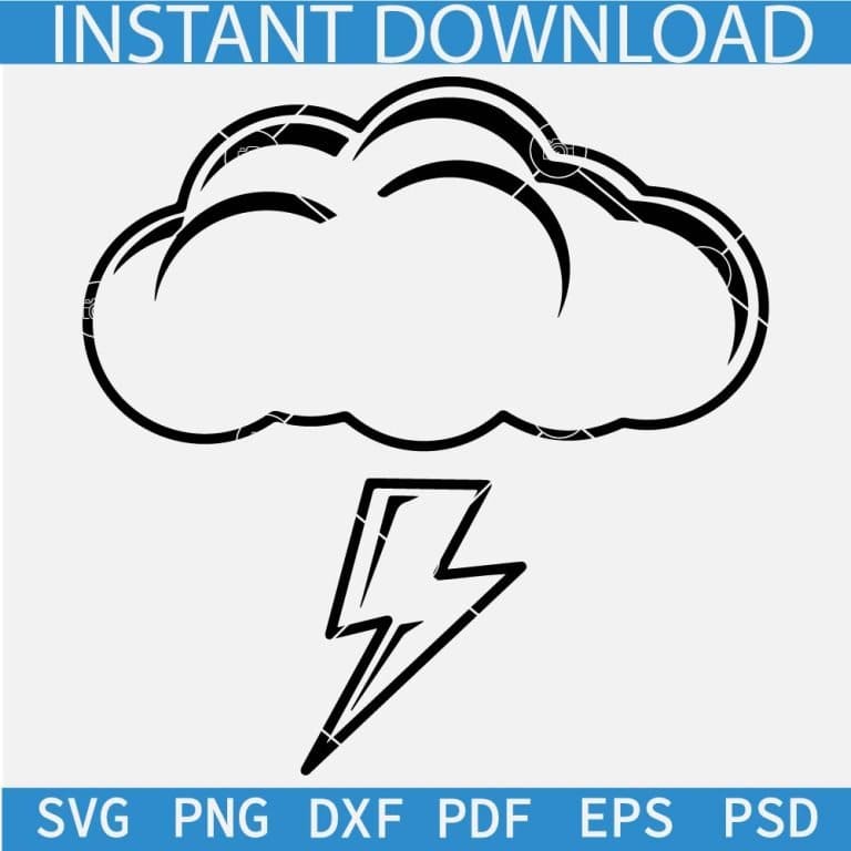 Clouds and lightning Bolt Vector Image svg, Lightning Clouds SVG, Storm ...