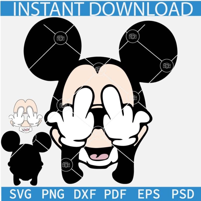 Mickey hiding Eyes with middle finger SVG, Naughty Mickey Mouse SVG