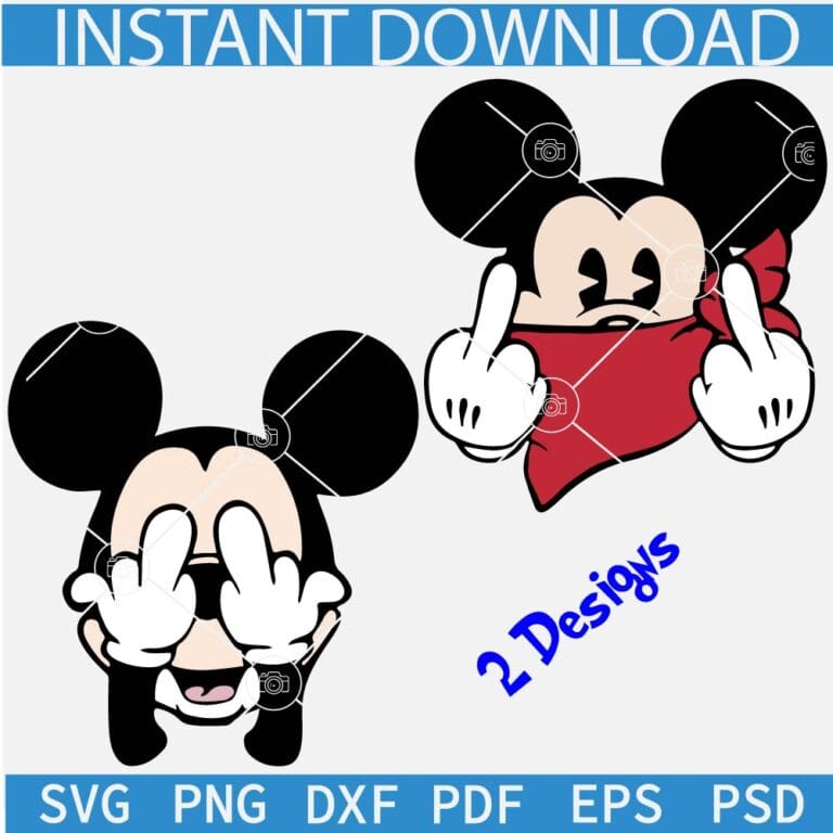 Mickey mouse bandana middle finger Bundle SVG, Mickey Hiding Face with ...