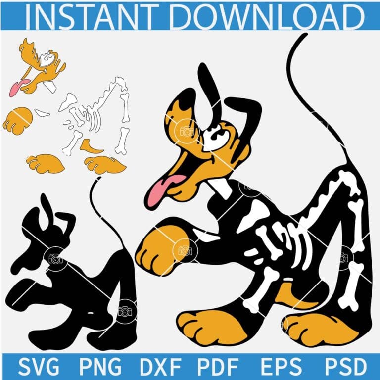 Pluto Dog Skeleton SVG, Disney Pluto Skeleton Halloween SVG