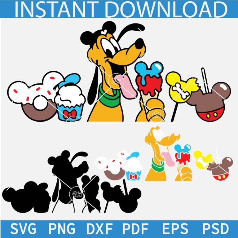 Pluto Snacks Layered SVG, Pluto Disneyland Snacks svg, Dog Pluto Snacks SVG