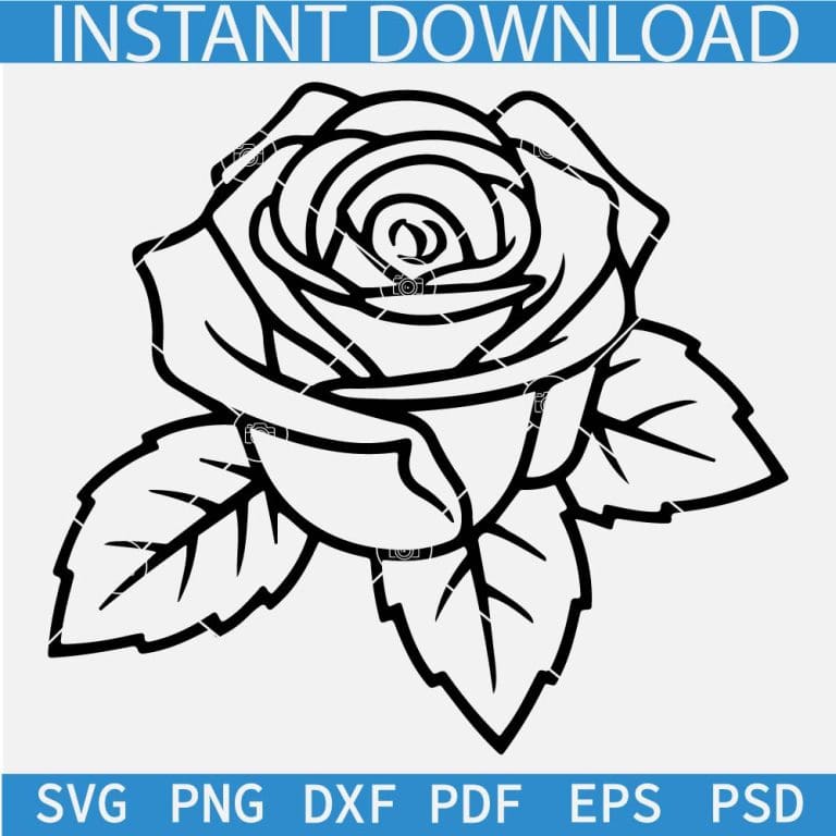 Rose Flower Coloring Page SVG, Rose Flower Sketch Svg