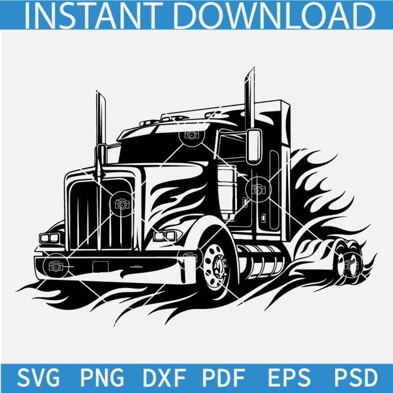 Semi Truck Transparent Svg, Big Rig Freight Truck clipart, 18 wheeler ...