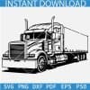 18 wheeler Vector SVG, Big Rig Freight Truck clipart, Semi Rig Truck ...