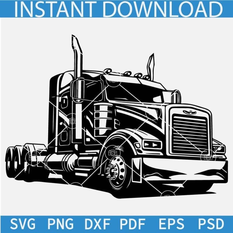 Semi Truck Transparent Svg, Big Rig Freight Truck clipart, 18 wheeler ...