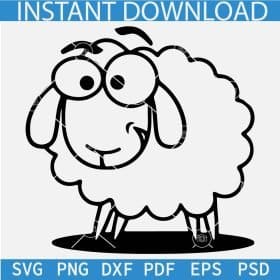 Cute Cartoon Sheep Svg , Cartoon Sheep Coloring Page SVG File, Sheep ...